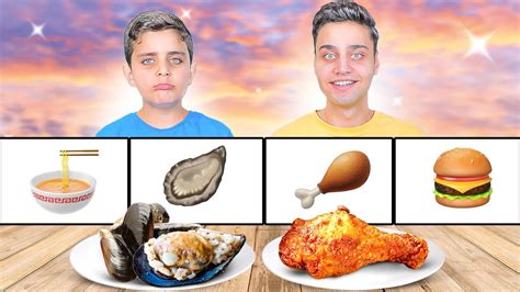 تحدي الأكل على حسب الايموجي😱 اندومي🍜دجاج🍗سوشي🍣 Youtube