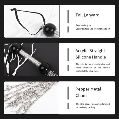 Metal Rivets Chain Whip Flogger For Spanking Flirting Fantasy Fetish