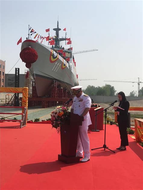 Aag Th บันทึกประจำวัน จีนทำพิธีปล่อยเรือตรวจการณ์ Littoral Mission Ship มาเลเซียลำแรกลงน้ำ Kd Keris