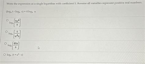 Solved Write The Expression As A Single Logarithm With