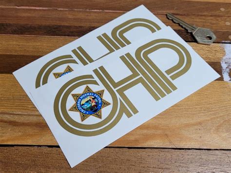 California Highway Patrol Gold Chp Text And Star Logo Stickers 6 Pair