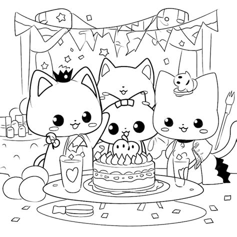 어린이를 위한 할로윈 파티 어린이와 성인을 위한 흑백 색칠 페이지 라인 아트 간단한 만화 스타일 행복하고 귀엽고 재미있습니다