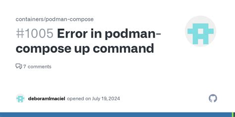 Error In Podman Compose Up Command · Issue 1005 · Containerspodman