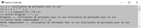 Remplacer Une Cha Ne De Caract Re Cours De Langage Python