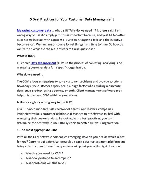 Ppt 5 Best Practices For Your Customer Data Management Powerpoint Presentation Id10422655