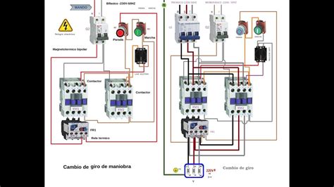 Cambio de giro trifásico 220V Instalación electrica Esquemas