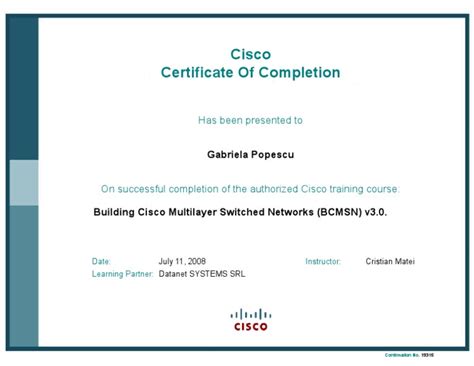 Cisco Bcmsn Course Completion Certificate Pdf