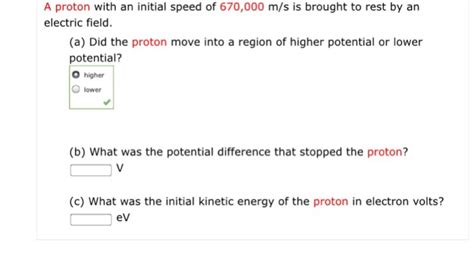 Solved A Proton With An Initial Speed Of M S Is Chegg