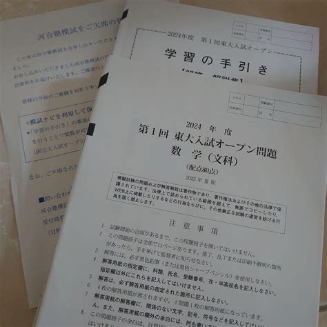2024年度 河合塾 第1回東大入試オープン 問題、解答解説集 By メルカリ