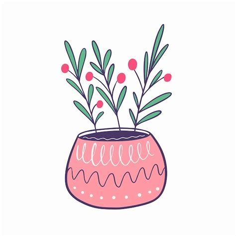 Un Pot Rose Avec Une Plante Dedans Vecteur Premium