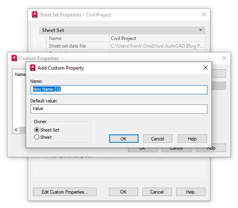 Sheet Set Custom Properties In Autocad