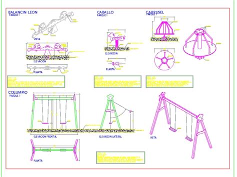 Parque Infantil Juegos En AutoCAD Descargar CAD Gratis MB Bibliocad