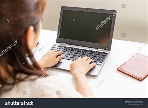 Back View Woman Operating Personal Computer Stock Photo 2170969839 Shutterstock