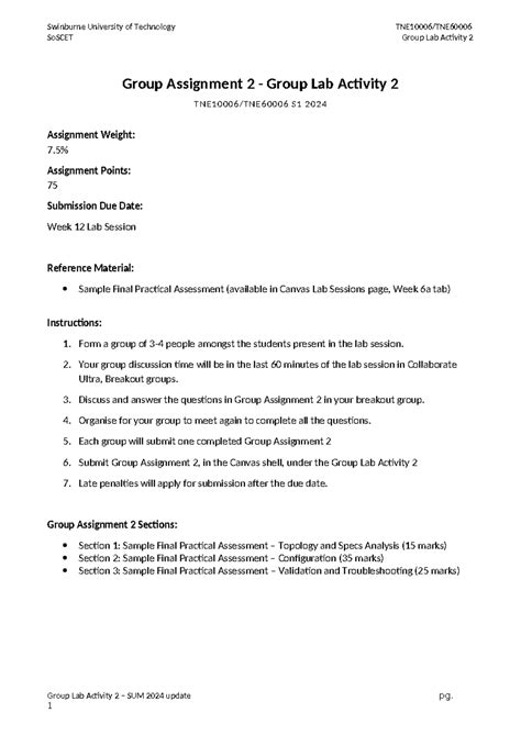 Group Assignment 2 Group Lab Activity 2 SoSCET Group Lab Activity 2