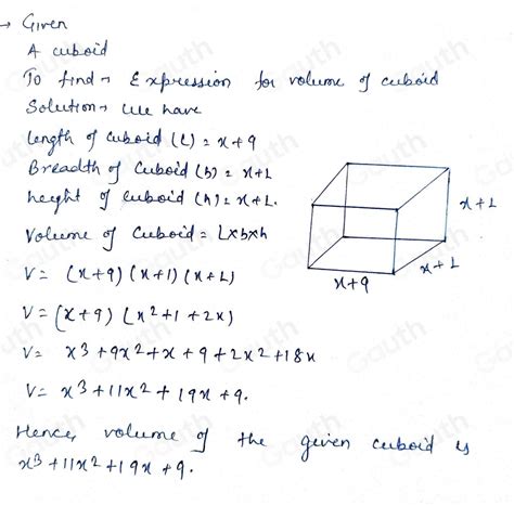 Solved Shown Below Is A Cuboid Form An Expression For The Volume