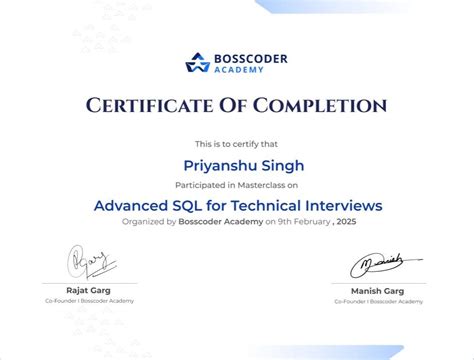 Mastered Advanced Sql For Tech Interviews Priyanshu Singh Posted On