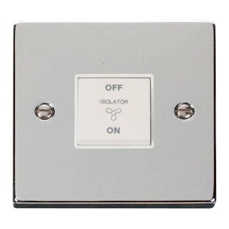 Metro Lane Polished Chrome 10a 3 Pole Fan Isolation Switch Uk