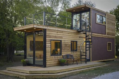 Stacked Two Story Shipping Container Home Has Roof Terrace R