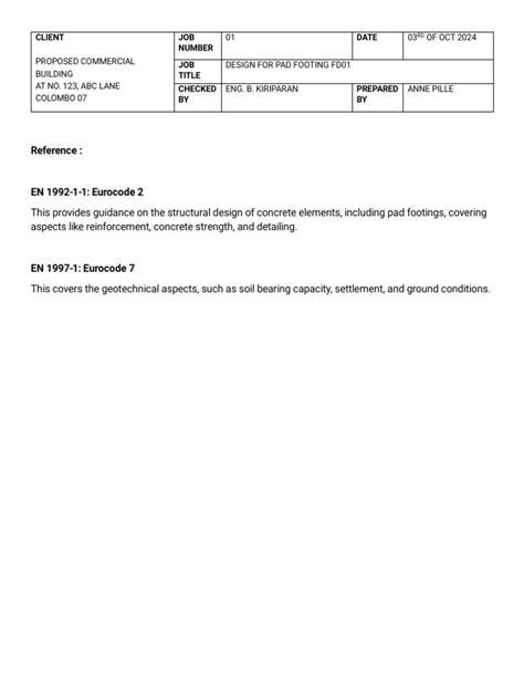Pad Footing Design Develop Through Excel Model Pdf