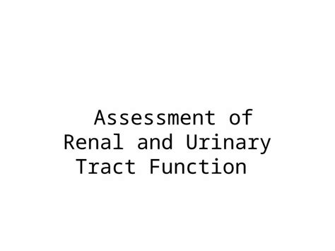 Pptx Assessment Of Renal And Urinary Tract Function Renal And Urinary Systems Function To