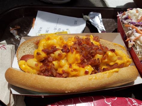 Gourmet Mac N Cheese Hot Dog With Bacon And Truffle Oil From Fairfax