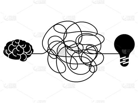 混乱的过程，混乱的线符号。纠结的想法，疯狂的脑矢量概念