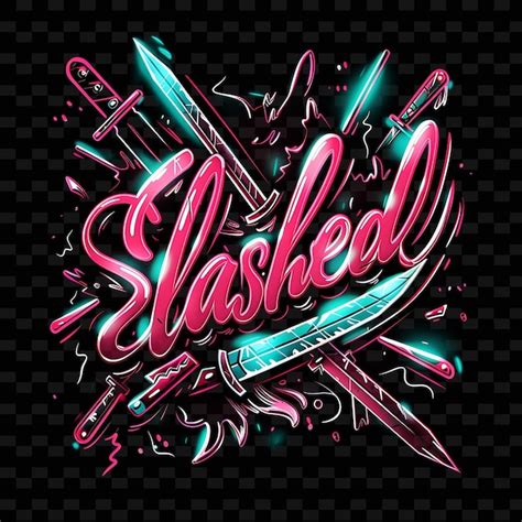 Shimmering Neon Aura Of Slashed Text With Radiant Neon Coral Png Y2k