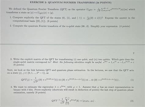 Solved Exercise 2 Quantum Fourier Transform 24 ﻿pointswe