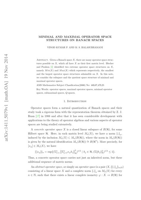 Pdf Minimal And Maximal Operator Space Structures On Banach Spaces