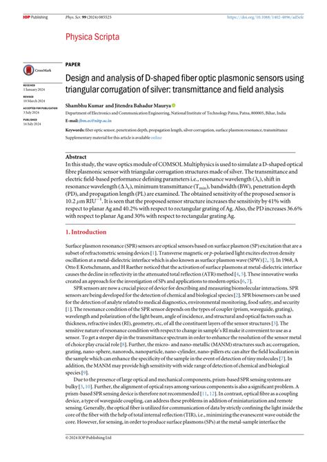 Design And Analysis Of D Shaped Fiber Optic Plasmonic Sensors Using Triangular Corrugation Of