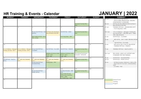 2022 Training Calendar January Updatepdf