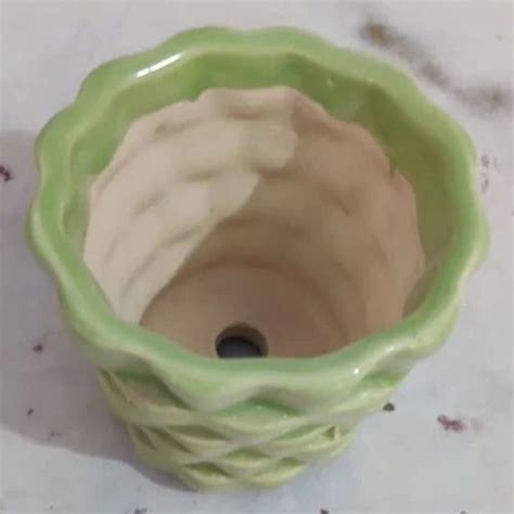 Plain Green Ceramic Flower Pot For Garden Size 4inch H At Rs 45 In