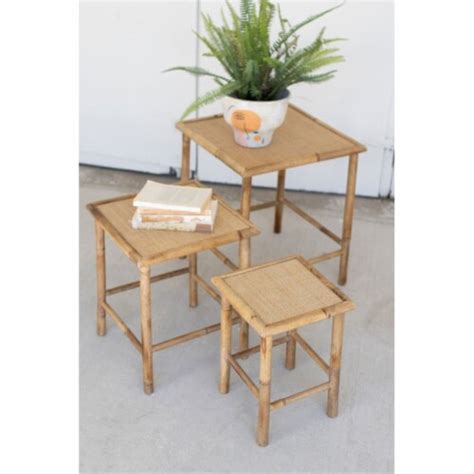 Set Of Three Square Nesting Bamboo Tables 1 Kroger
