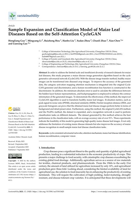 Pdf Sample Expansion And Classification Model Of Maize Leaf Diseases Based On The Self