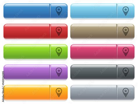 vetor de poi gps map location icons on color glossy rectangular menu