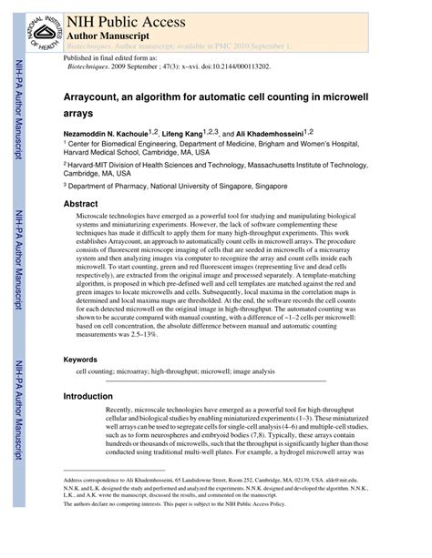 pdf arraycount an algorithm for automatic cell counting in microwell