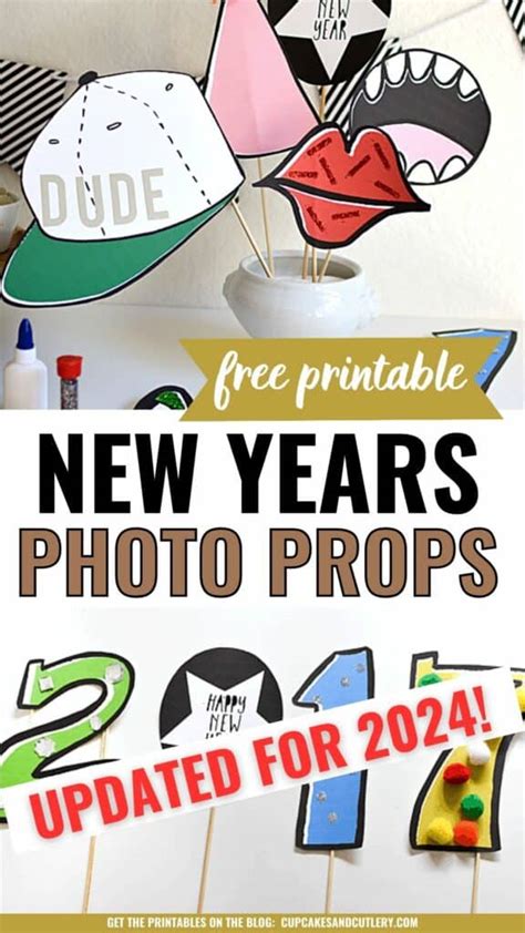 Free Printable New Years Eve Photo Booth Props 2024 Cupcakes