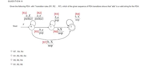 solved question 6 given the following pda with 7 transition