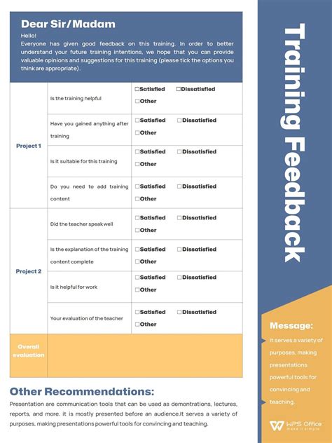Word Of Training Feedback Formdocx Wps Free Templates