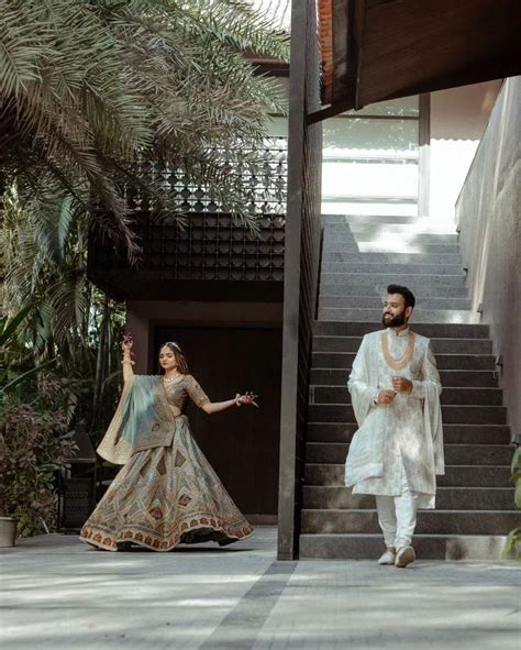 Indian Outfit Couple Pose Couple Poses Lehenga Couple Photoshoot In