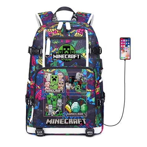 Minecraft School Bag Large Capacity Backpack For Male And Female