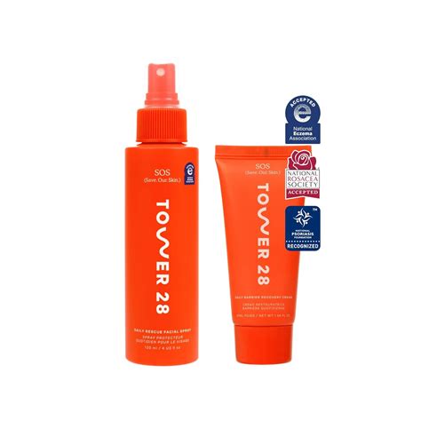 Tower 28 Sos Skin Care Set Facial Spray 4 Oz Barrier Recovery Cream 1 86 Oz