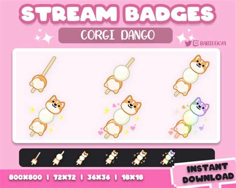 Corgi Dango Badges For Twitch Kick Discord Instant Download Bit