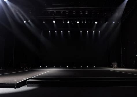 Premium Photo A Stage With Lights And Drums Empty Concert Stage