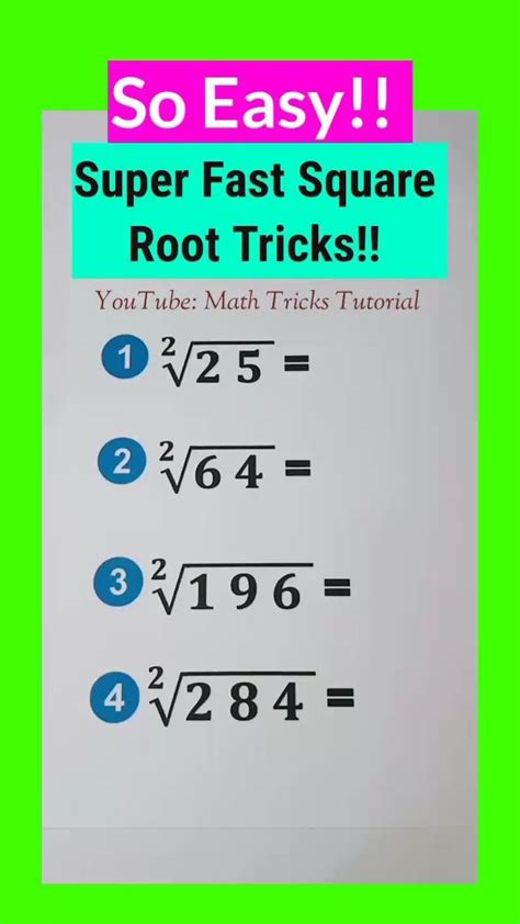 Crazy Square Root Tricks Math Tricks Tutorial