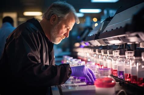 Premium Photo Focused Scientist Analyzing Chemical Samples In A