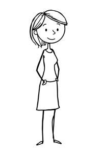 Simple Black And White Cartoon Woman Illustration Free Download Ai