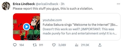 Erica Lindbecks Tweet Persona 5 Voice Actress Erica Lindbeck Ai