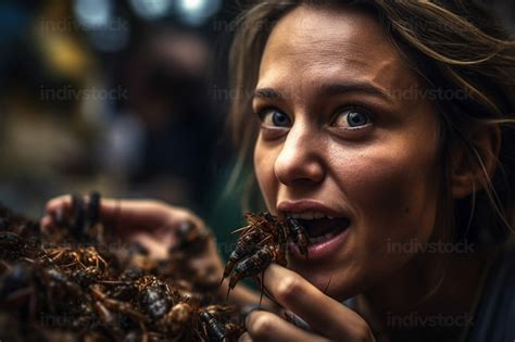 Abstract A Woman Eats Insects Fictional Insect Species Disgusted