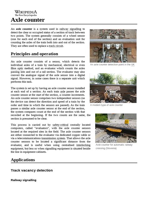 Axle Counter Pdf Transportation Engineering Manufactured Goods